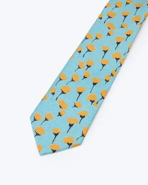 KNOTTERY & CO Marigold Bloom Printed Silk Tie