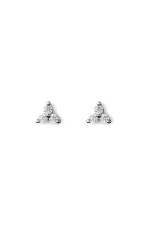 ANA LUISA Gold Plated Sterling Cubic Zirconia Stud Earrings - Silver
