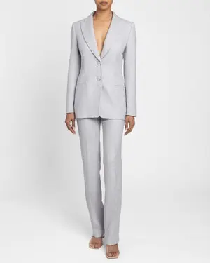 Santorelli Amara Straight Leg Bouclé Trousers - Ash