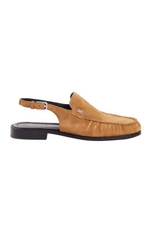 Sandro Suede Slingback Loafers - Beige