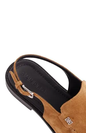 Sandro Suede Slingback Loafers - Beige