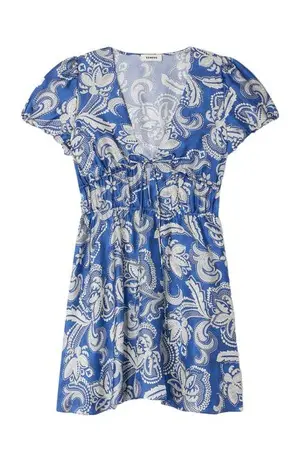 Sandro Short Floral Print V-neck Dress