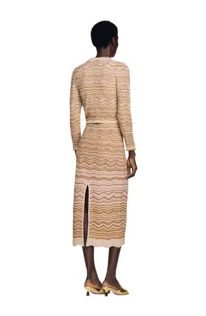 Sandro Decorative Knit Cardigan With Color Gradient - Brown