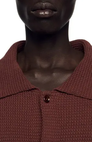 Sandro Waffle-knit Shirt - Chocolate