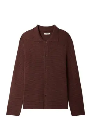 Sandro Waffle-knit Shirt - Chocolate