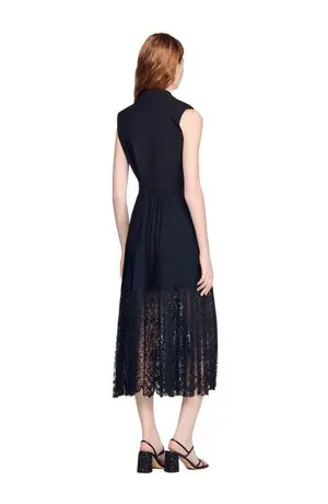 Sandro Lace Collar Maxi Dress