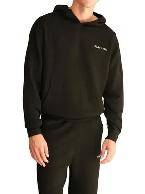 WALKER & HUNT Merino Blend Knitted Hoodie - Black