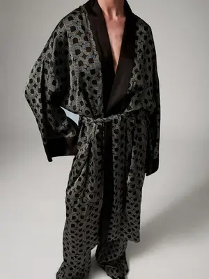 Day Birger Et Mikkelsen Rani Geometric Print Maxi Length Robe - Black