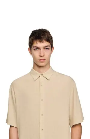 Sandro Pleated Shirt With Shark Collar