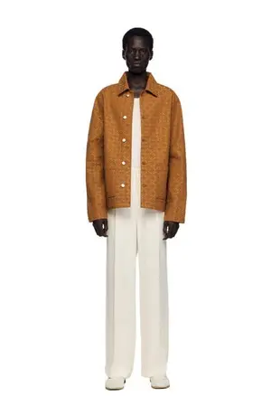Sandro Square Cross Jacquard Denim Jacket - Camel