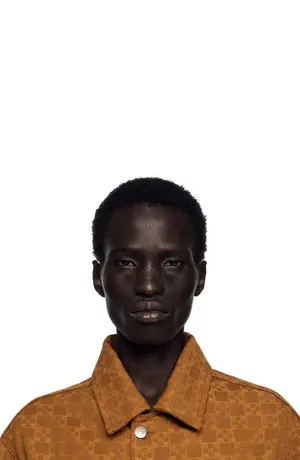 Sandro Square Cross Jacquard Denim Jacket - Camel
