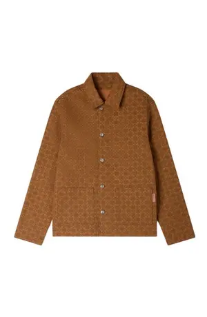 Sandro Square Cross Jacquard Denim Jacket - Camel