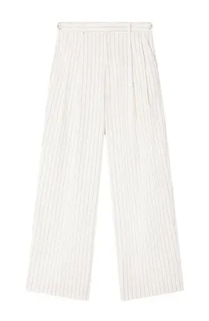Sandro Striped Tailored Wide-leg Trousers - Ecru/black