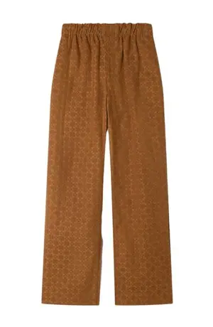 Sandro Wide-leg Jacquard Jeans With Elastic Waist - Camel