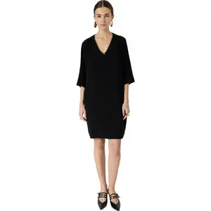 Gerard Darel V-neck Knee-length Shift Dress With Metallic Trim