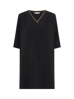 Gerard Darel V-neck Knee-length Shift Dress With Metallic Trim