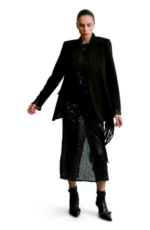 Day Birger Et Mikkelsen Tulli Shimmering Sequin Midi Skirt With Fringe