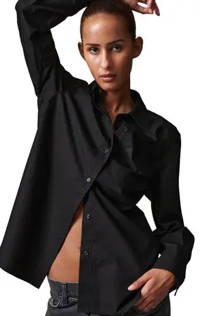 Day Birger Et Mikkelsen Jojo Crisp Cotton Button-up Shirt With Embroidered Logo - Black
