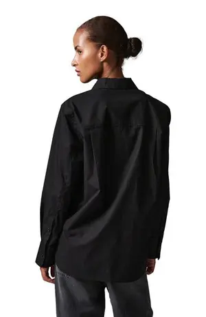 Day Birger Et Mikkelsen Jojo Crisp Cotton Button-up Shirt With Embroidered Logo - Black