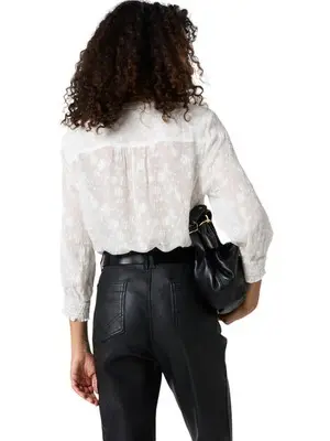 Gerard Darel Textured Floral Blouse