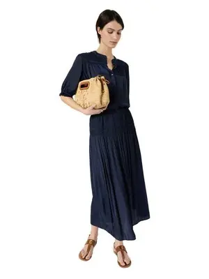 Gerard Darel Jolie Pleated Midi Skirt - Navy Blue