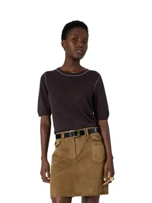 Gerard Darel Loumia Short Sleeve Sweater - Brown