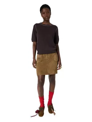 Gerard Darel Loumia Short Sleeve Sweater - Brown