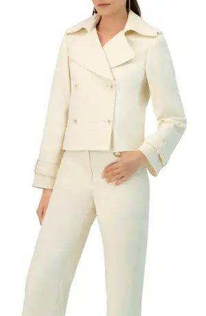 IVONNE Short Cotton Trench Coat - Ivory