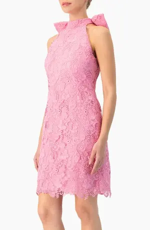 IVONNE Lace Halter Bow Mini Dress