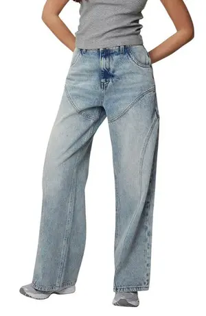 GOOD FOR NOTHING Denim Suture Wide Leg Jeans