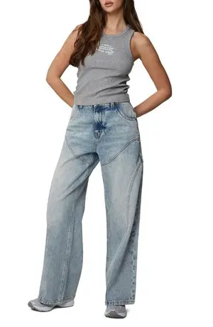 GOOD FOR NOTHING Denim Suture Wide Leg Jeans