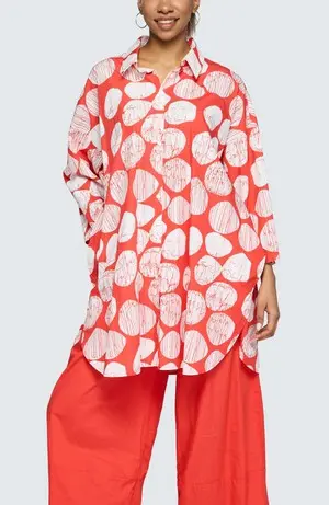 LUUKAA Niva Printed Cotton Poplin Tunic Shirt