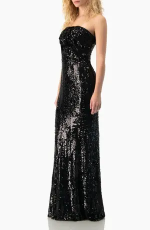IVONNE Strapless Sequin Column Gown