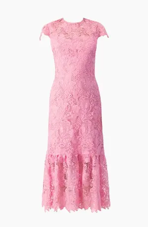 IVONNE Lace Cap-sleeve Midi Dress