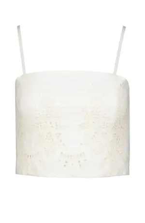 BISHOP + YOUNG Sorrento Corset Top Embroidered Square Neck Crop - Embroidered Stripe