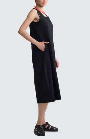 LUUKAA Korin Contrast-stitch Balloon Midi Dress