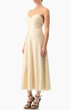 IVONNE Strapless Sequin Bustier Midi Dress