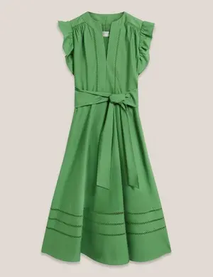 HOBBS LONDON Ruffle Sleeve Midi Dress - Applegreen