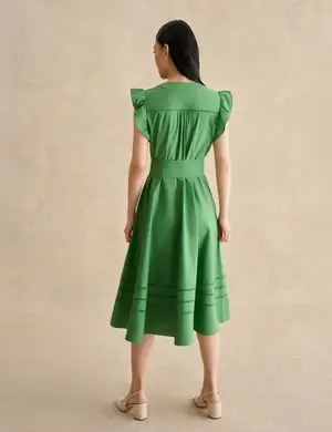 HOBBS LONDON Ruffle Sleeve Midi Dress - Applegreen