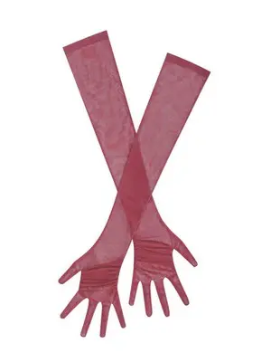 MISS CIRCLE NEW YORK Qira Mesh Opera-length Gloves - Maroon