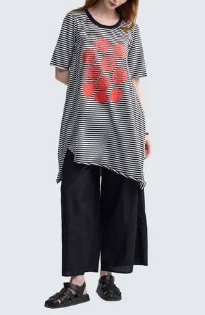 LUUKAA Elinea Printed Poplin Wide-leg Pants - Black