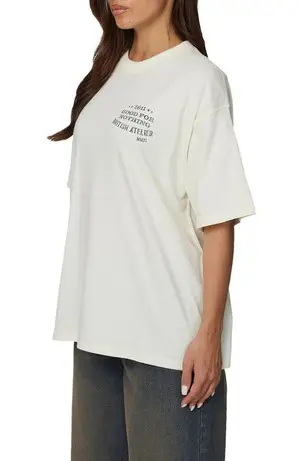 GOOD FOR NOTHING Oversized Stamp T-shirt - Ivory
