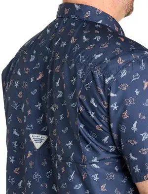 Columbia Big & Tall Pfg Super Slack Tecas Sport Shirt - Navy