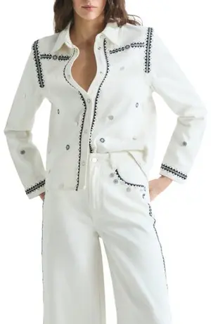 SCALPERS Denim Print Shirt With Stud Embellishments