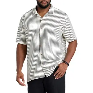 TRUE NATION BY DXL Big & Tall Striped Camp Shirt