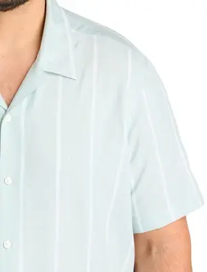 Perry Ellis Big & Tall Textured Stripe Camp Shirt
