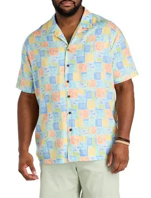 OAK HILL BY DXL Big & Tall Colorful Paradise Sport Shirt - Multi