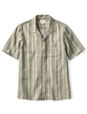 Lucky Brand Big & Tall Linen-blend Camp Shirt - Olive Multi