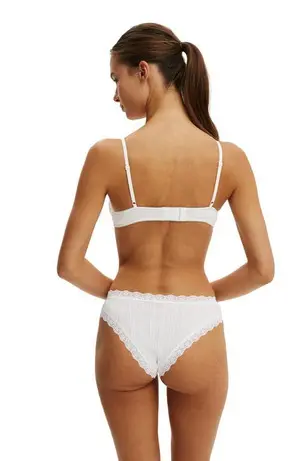 Cotton:on Cotton Pointelle Triangle Padded Bralette - White
