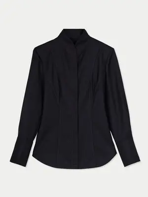 Gobi Cashmere Stand-collar Shirt With Adjustable Waist